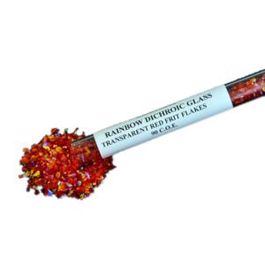 1 Oz CBS Rainbow Dichroic Frit Flakes On Red Transparent - 90 COE