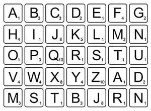 Alphabet Tiles Black Enamel Decals | White Delphi Glass